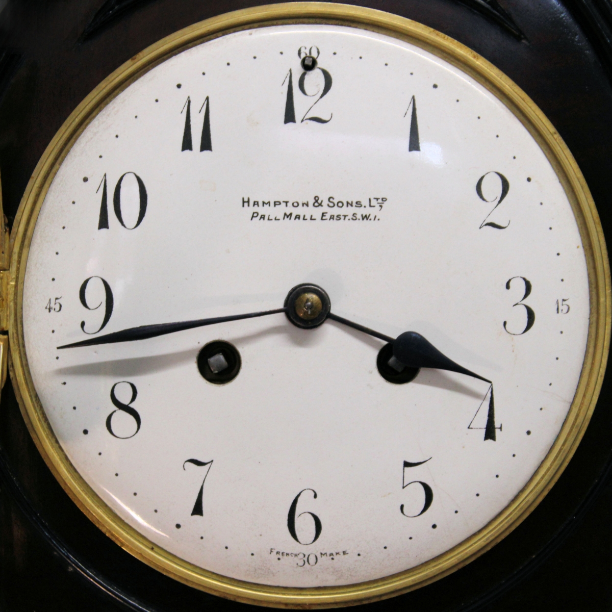 A French mantel clock in a good, mahogany, Lancet style case. Circa 1900.